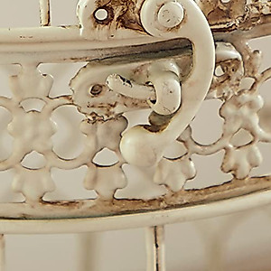 Deco 79 Metal Round Birdcage with Latch Lock Closure and Hanging Hook, Set of 2 22", 18"H, Cream