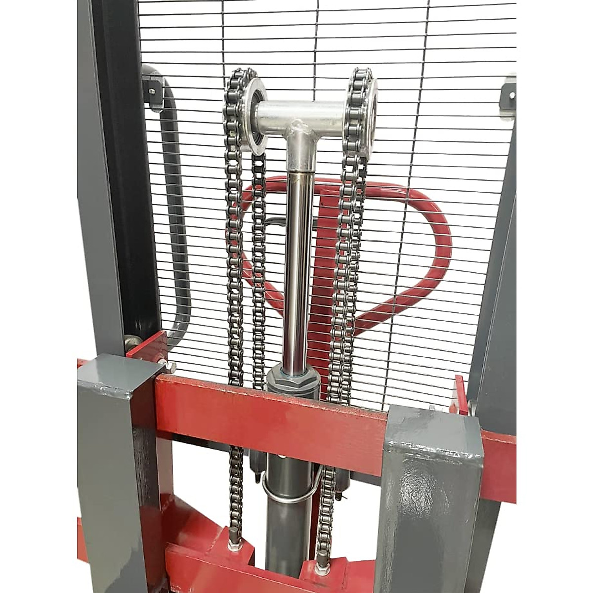 Pake Handling Tools Manual Stacker Hand/Foot Pump Lift Truck - Compact and Easy to Use Hydraulic Lift - 2200 lbs Capacity for Skid/Single Sided Pallet