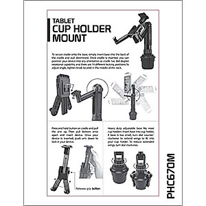 Cellet Cup Holder Tablet Mount, Tablet Car Cradle Holder Made Compatible for All iPad, iPad Pro, iPad Air, iPad Mini Samsung Galaxy Tab S9 S8 S6 Lite A8 A7 Lite Amazon Fire Microsoft Surface