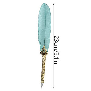 Restokki Feather Pen, Feather Calligraphy Pen and Ink Set Vintage Dip Ink Pen Set Birthday Gift for School Writing Calligraphic Wedding Gift(2#)