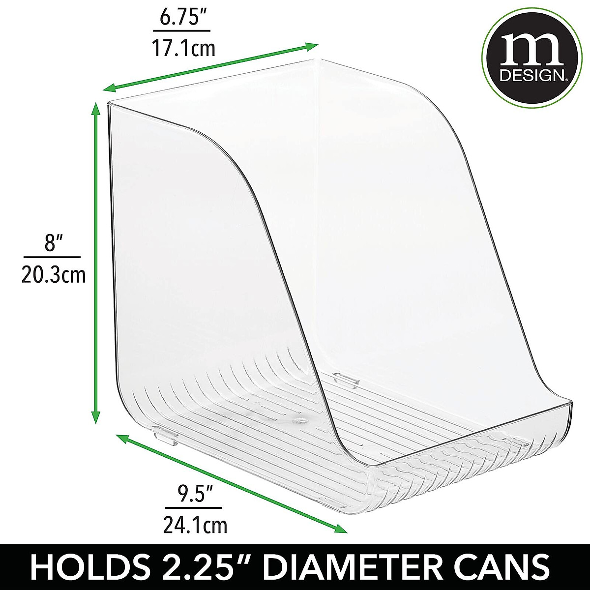 mDesign Compact Plastic Kitchen and Pantry Storage Organizer Bin for Tall Skinny Soda/Pop Cans - Kitchen, Pantry, Refrigerator - 4 Pack - Clear