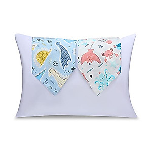 LIHABILAL Toddler Pillow,One 13X18 Soft Toddler Pillow with Two 100% Organic Cotton Pillowcases,Toddler Pillow for Sleeping for Boys and Girls Perfect for Travel, School, Nap - Crib Pillow