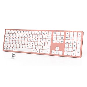 seenda Backlit Wireless Keyboard, 2.4GHz Ultra Slim Rechargeable Keyboard, Illuminated Wireless Keyboard for Computer, Laptop, Desktop, PC, Surface, Smart TV, Windows 10/8/7 (Rose Gold)