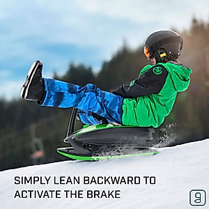 Gizmo Riders Skidrifter Sled for Kids, Snow Sled with Brake for Ages 3 and Up, Weight Capacity 150 lbs (Mystic Green)
