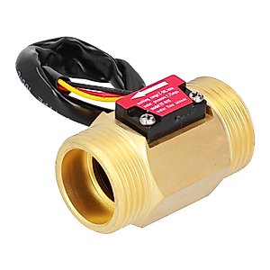 Counter, 24V Water Sensor with NPN Output, G1 Thread Brass Rate Meter, in Line Flowmeter for PLC