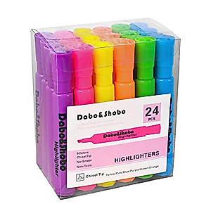 Dabo & Shobo Highlighters Set of 24,Colored Markers And Beautiful Combination Set Liquid Ink Fast Drying And Not Easy To Fade Are Suitable For Classroom, Office And Shop Short Style