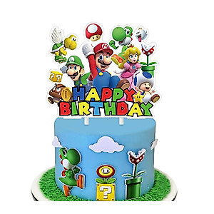 Mario Cake Topper Decorations Mario Happy Birthday Party Supplies for Kids Party Favors