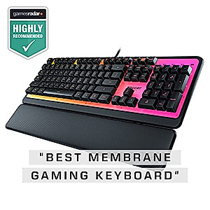 ROCCAT Magma Silent Membrane Switch PC Gaming Keyboard with 5 Zone/10 LED AIMO RGB Top Plate and Detachable Palm Rest - Black