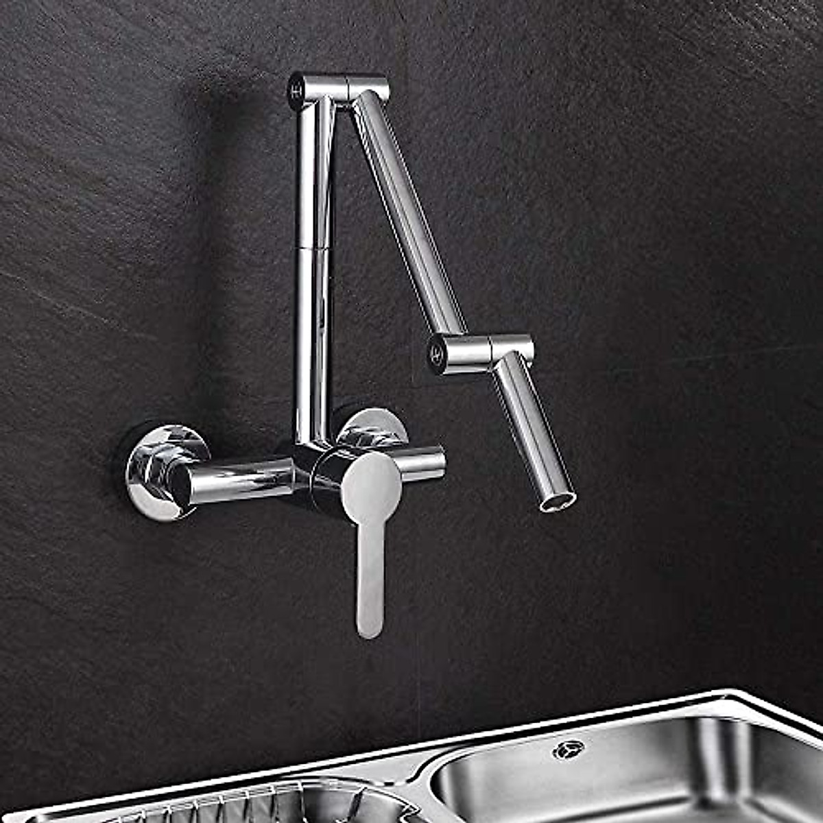 KNKQZXVDF -Taps,Faucet Bathtub Wall-Mounted Faucet Copper Chrome Concealed 360 Degrees Free Rotate Faucet Kitchen Multifunction Fold Cold Heat Water-Tap Taps