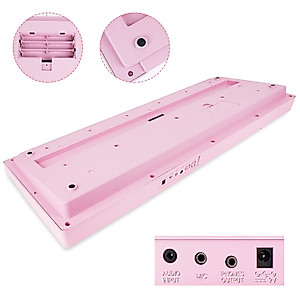Vangoa VGK610 Piano Keyboard, 61 Mini Keys Portable Music Keyboard for Beginners with Microphone, 3 Teaching Modes, 350 Tones, 350 Rhythms, 30 Demos, Pink