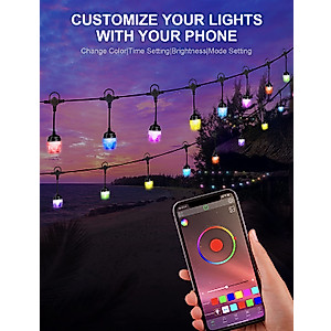 NPET Led Outdoor String Lights,Waterproof Edision Bulbs with RGB Color，Music Sync，Shatterproof WiFi Control Patio Lights，Commercial Grade Outside Lights for Indoor Outdoor,Home Decor,Wedding Party