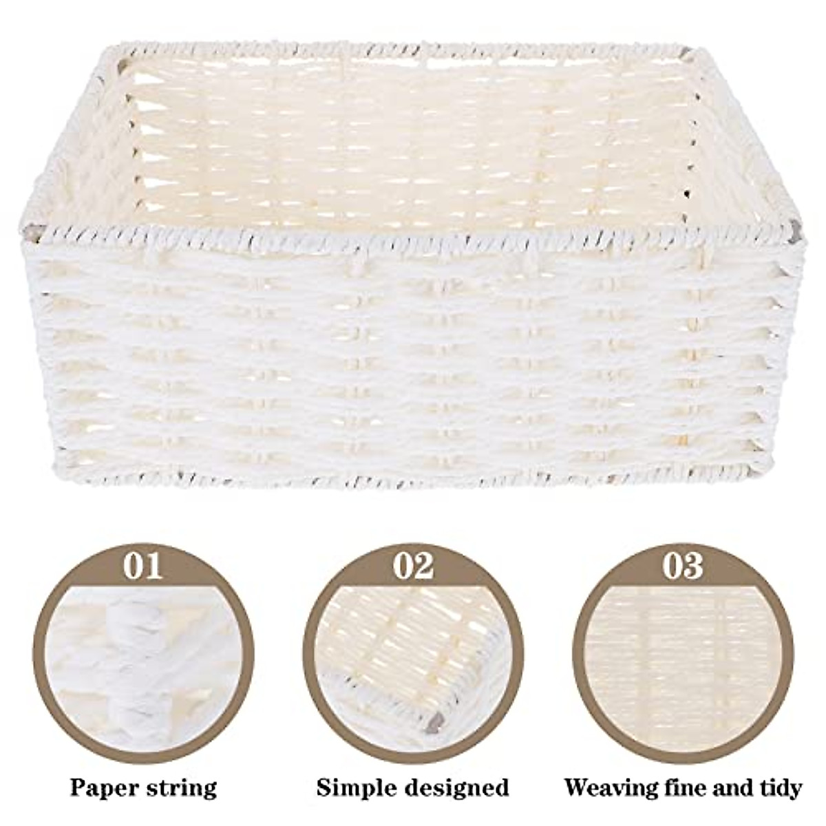 IMIKEYA Water Hyacinth Storage Baskets Woven Storage Basket Key Holder Shelf Basket Drawer Organizer Square Storage Basket Toilet Roll Basket