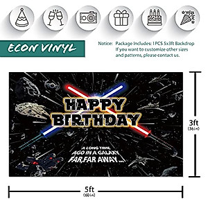 Seasonwood Star Themed Backdrop for Baby Boys Kids Birthday Party Universe Wars Background Galaxy Photography Party Decorations Cake Table Banner Photo Booth Props Supplies Favor 5x3ft