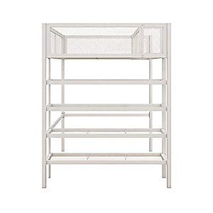 DHP Tiffany Metal Storage Bookcase, Twin Bunk Bed, White Loft