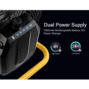 Geek Aire 12" Portable Battery Operated Fan with Metal Blade, 360 Vertical Tilt, 20h Run Time Cordless Fan for Camping Travel Tent Hurricane Home