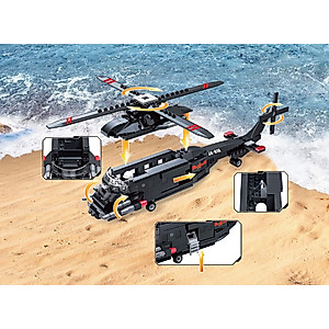 Army Military Helicopter Building Kit, Utility Helicopter Building Blocks Toys for Kids Aged 6+, 378pcs