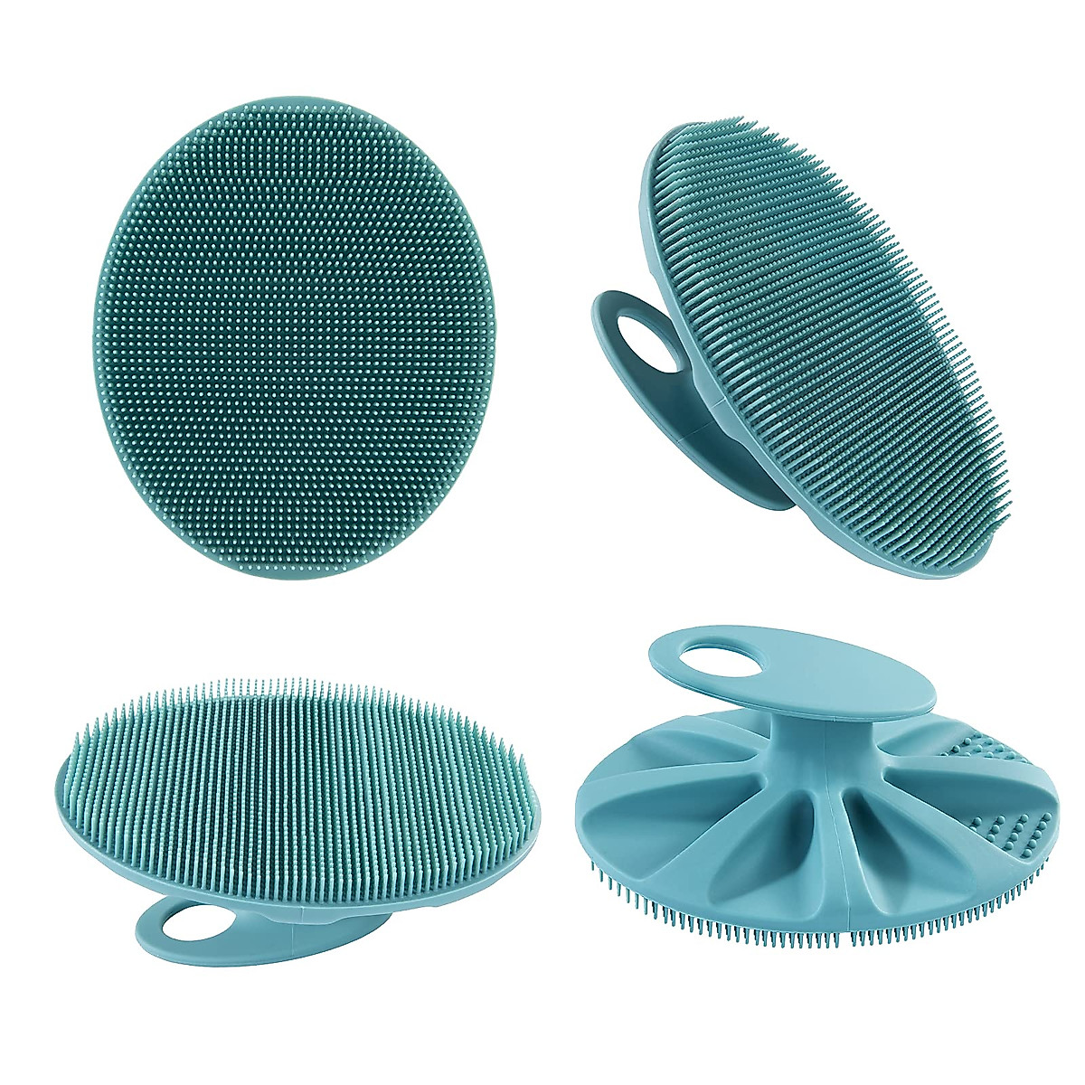 Food-grade Soft Silicone Body Cleansing Brush Shower Scrubber, Gentle Exfoliating and Massage for all Kinds of Skin (Pack of 4)