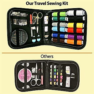 VelloStar Small Sewing Kit for Adults – Easy to Use Needle and Thread Kit with Sewing Supplies and Accessories, Basic Travel Sewing Kit Mini for Emergency Repairs, Hand Sewing Kits for Beginners