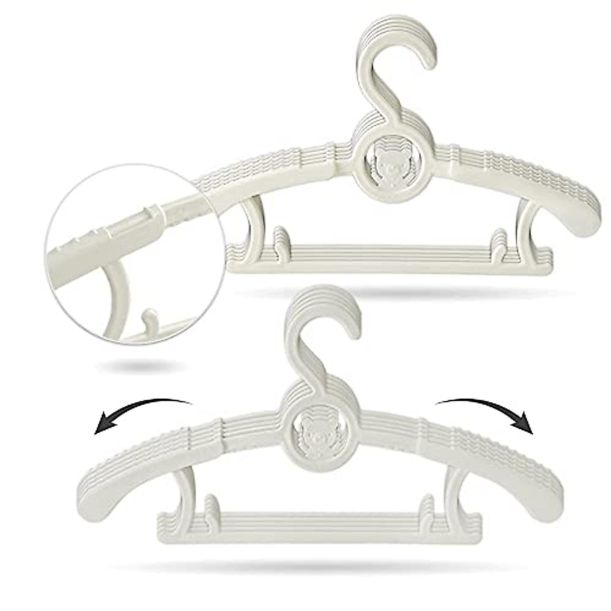 Baby Clothes Hangers, Adjustable Clothes Hangers for Infant and Baby- 10packs,, White