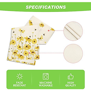Artoid Mode Yellow Flowers Daisy Bees Summer Table Runner, Seasonal Easter Fall Holiday Kitchen Dining Table Decoration for Home Party Indoor 13x72 Inch