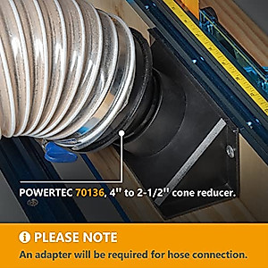 POWERTEC 70152 Router Table Dust Port | 2.5 ID inch x 6.5 inch Dust Collection Adapter for Router Table Fence