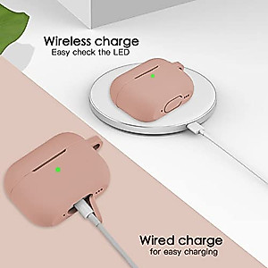 OLEBAND Airpods Pro 2nd Generation(2022) Case with Cute Bling Keychain,Silione Protective and Anti-Slip Cover for Apple Airpod Pro 2 Case,LED Visible,for Women and Girls,Milk Tea