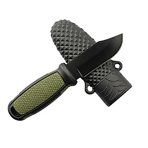 RPG Mini Small Black Full Tang Fixed Blade EDC Tactical Neck Knife with Link Chain Necklace & Plastic Molded Sheath - Concealable Minimalist EDC Survival Knife - 2.5 inch Blade - Stainless Steel