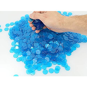 Regal Bingo Plastic Bingo Chips 1000 Pcs - Clear Transparent Counters Game Chips Set for Board Game - Fun Family Bingo Night - 3/4 Inch Blue Color