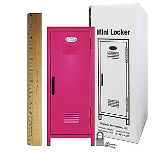 Mini Locker with Lock and Key Hot Pink -10.75" Tall x 4.125" x 4.125"