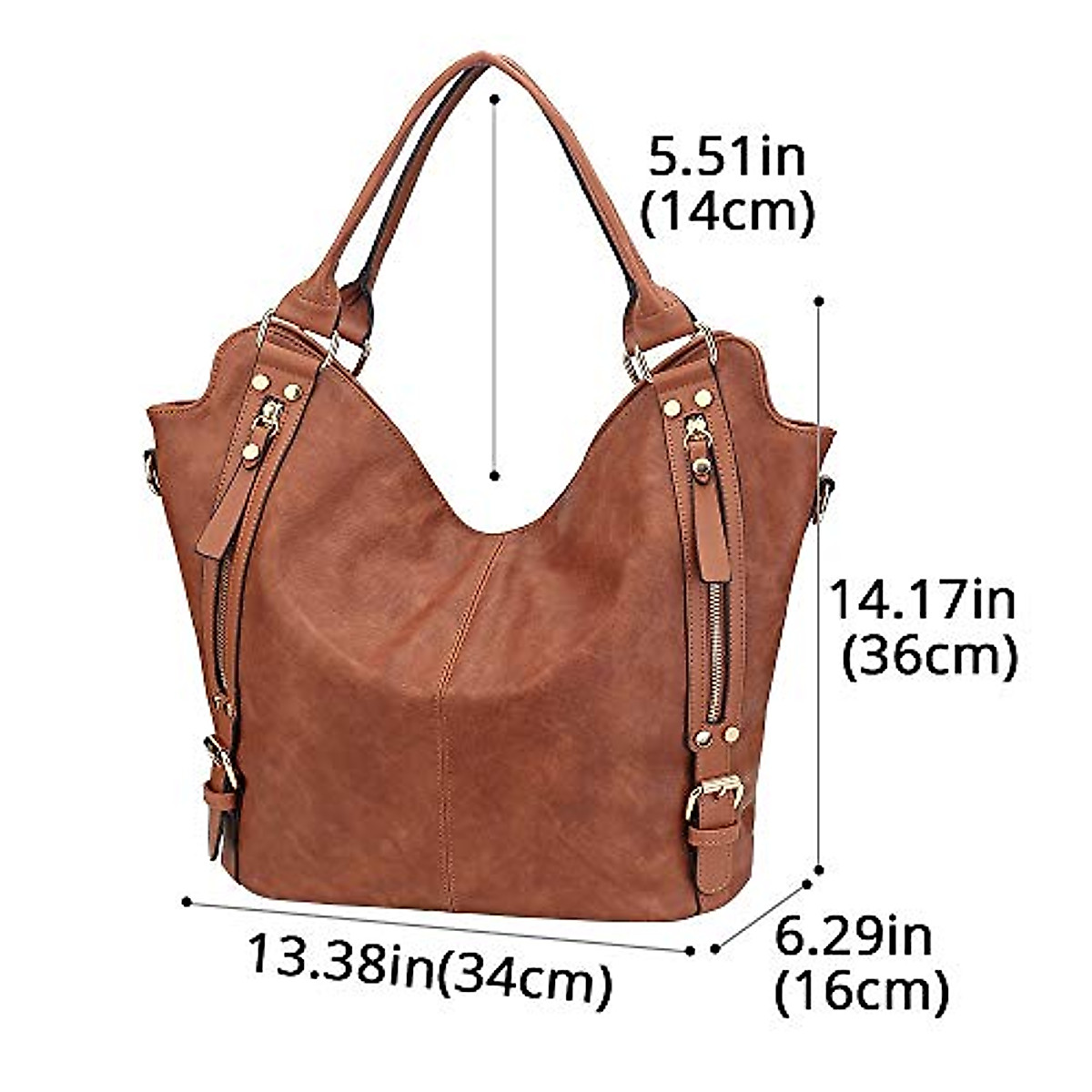 JOYSON Women Handbags Hobo Shoulder Bags Tote PU Leather Handbags Fashion Large Capacity Bags Brown 1