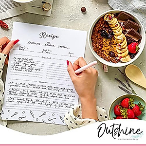 OUTSHINE Premium Recipe Paper for 8.5" x 11" Recipe Binders, Farmhouse Design (50 Sheets) | Full Size Recipe Refill Pages for Binder | Recipe Card Sheets | No-Smear Matte Paper