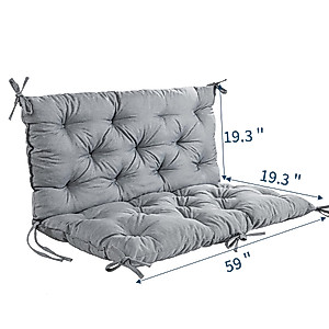 HOMBYS Porch Swing Cushions 3 Seater, Waterproof Replacement Cushions with Ties for Outdoor Swing Daybed, Outdoor Patio Garden Porch Lounger Furniture Swing Cushions