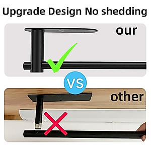 Paper Towel Holder, New Upgraded Thickened Under Cabinet Paper Towel Holder, Self Adhesive Wall Mount Towel Holder for Kitchen, Bathroom, RV, Glass, Sink, SUS304 Stainless Steel 13 inch, Matte Black
