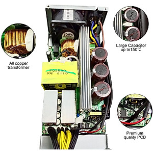 MLLIQUEA 2500W Long-line Mining Power Supply, 2U Mining Power Supply for 8 GPU BTC/ETH Rig Miner Machine, 110V-264V PSU with 12000 RPM Violent Fan