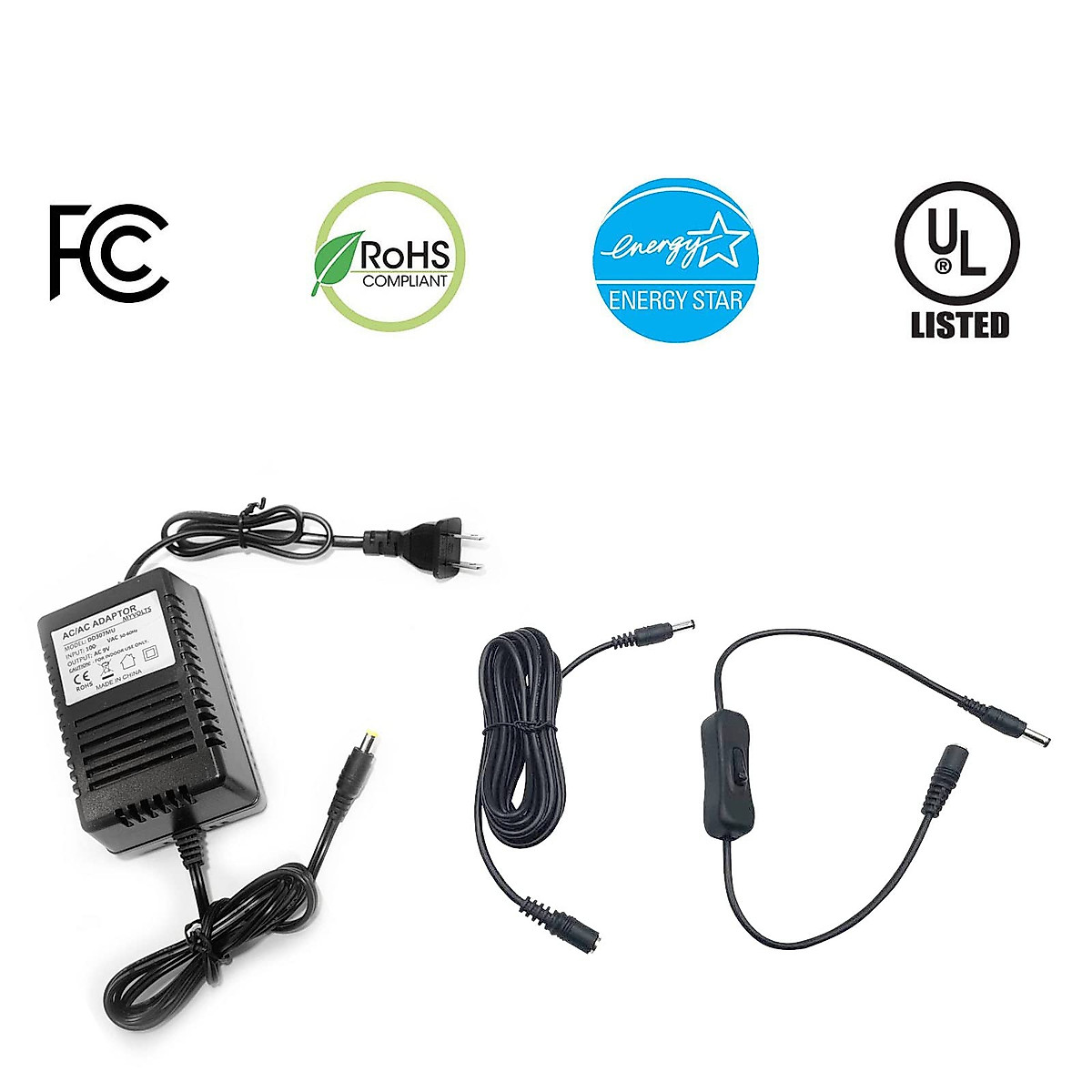 MyVolts 9V Power Supply Adaptor Compatible with/Replacement for M-Audio Black Box Reloaded Recording Box - US Plug with Extension and ON/Off Switch