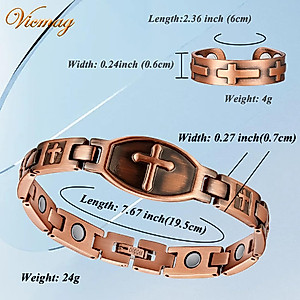 Vicmag Copper Magnetic Bracelet for Women 99.9% Solid Pure Copper Strong Magnets Jewelry Gift Adjustable Length