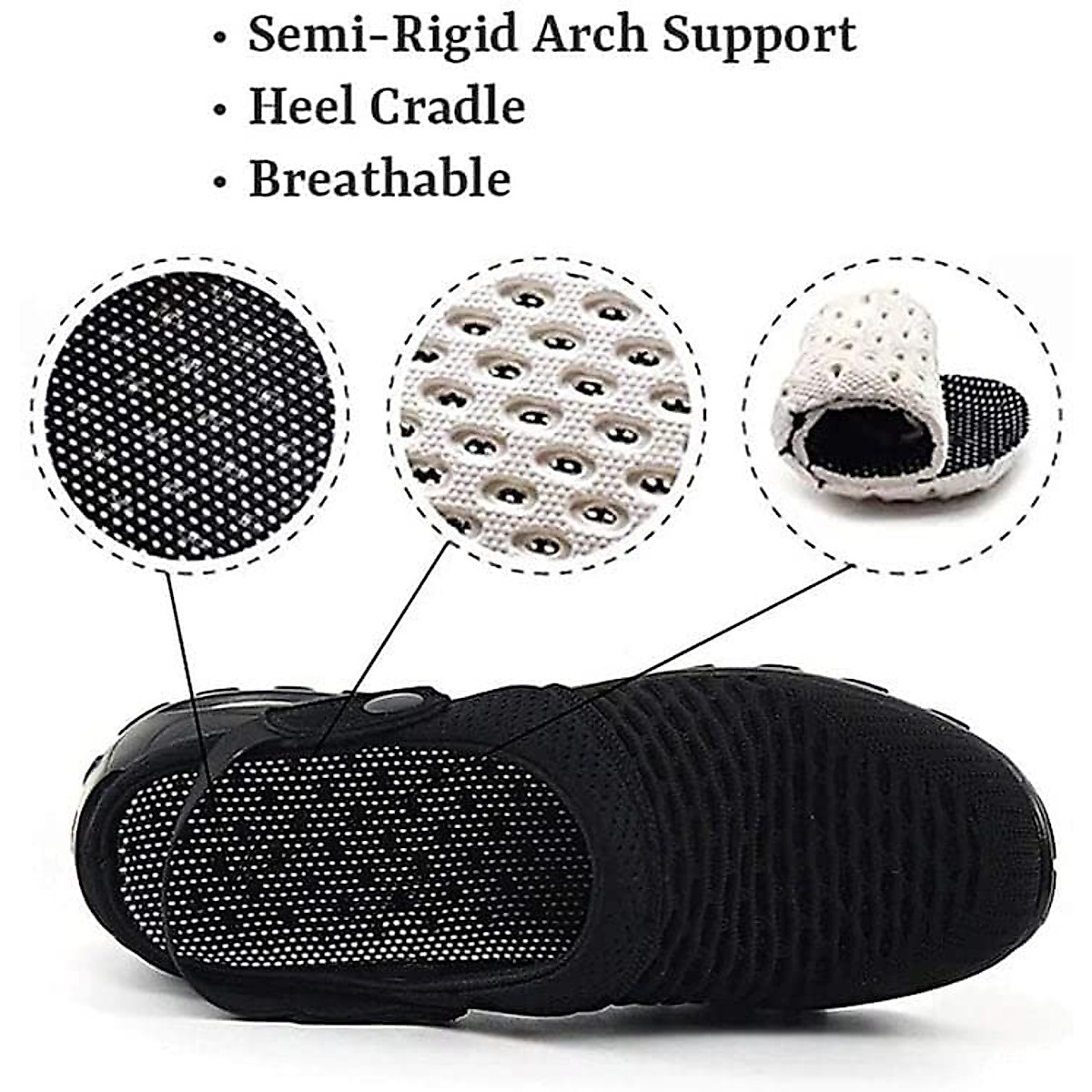 Dosurgorn Women Walking Shoes Air Cushion Slip-On Shoes - Orthopedic Diabetic Walking Shoes (Black,10)