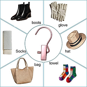 Koobay Laundry Hook Boot Clips Hanger Clothes Hanging Clips, Rose Gold Multi-Functional Socks Towel Clip Clothespins,Lightweight Home Travel Hangers for Closet Hanger Organizer Matte Process (20 Pack)