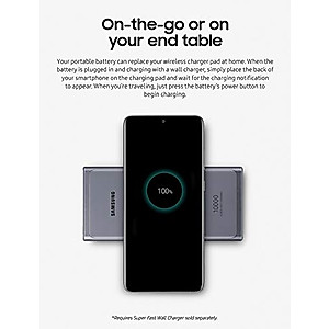SAMSUNG 10,000 mAh Super Fast 25W Portable Wireless Charger Charger Battery Pack USB-C, Silver (US Version with Warranty) (EB-U3300XJEGUS)