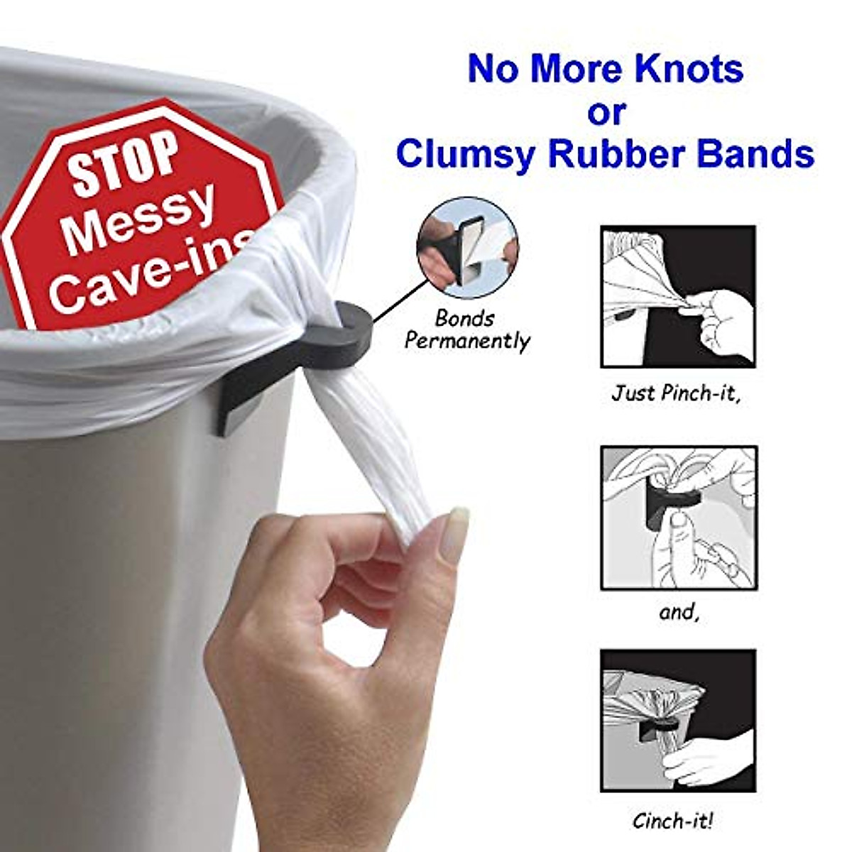 PlasticMill Trash Bags Cinch Black, 2 Pack, To Hold Garbage Bags In Place.May not be compatible with some Garbage Can drawers or compacters.