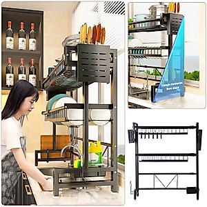 Dish Drying Rack,Over The Sink Dish Drying Rack,2 Tier Large Capacity Dish Rack, Sink Organize Stand, Kitchen Counter Storage Shelf Kitchen Organizers and Storage Rack for Bowls Dishes Utensils Dual