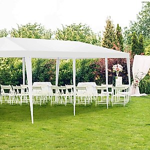 Tangkula 10 x 30 Feet Outdoor Canopy Tent, Wedding Party Tent with 16 Stakes & 8 Wind Ropes, Yard Enclosed White Tent for Events, Parties, Backyard
