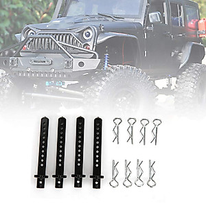 RC Car Shell Column, 4Pcs Remoted Control Model Car Accessory RC Car Shell Column Standoff Pillar with 8Pcs R Pins for SCX10 1/10 RC Crawler Kids Toy Car Upgrade Parts(Black) Car Model Accessories