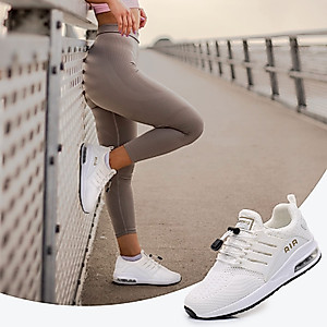 ADCORAN Womens Running Shoes Air Cushion Casual Walking Shoes Tennis Slip On Comfortable Workout Sneakers White 8.5…