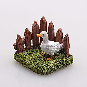 X Hot Popcorn Mini Animals Bunny Miniature Figurines Fence Rabbit Duck Sheep Model Fairy Garden Miniature Moss Landscape DIY Terrarium Crafts Ornament Accessories for Home Decoration, Set of 5
