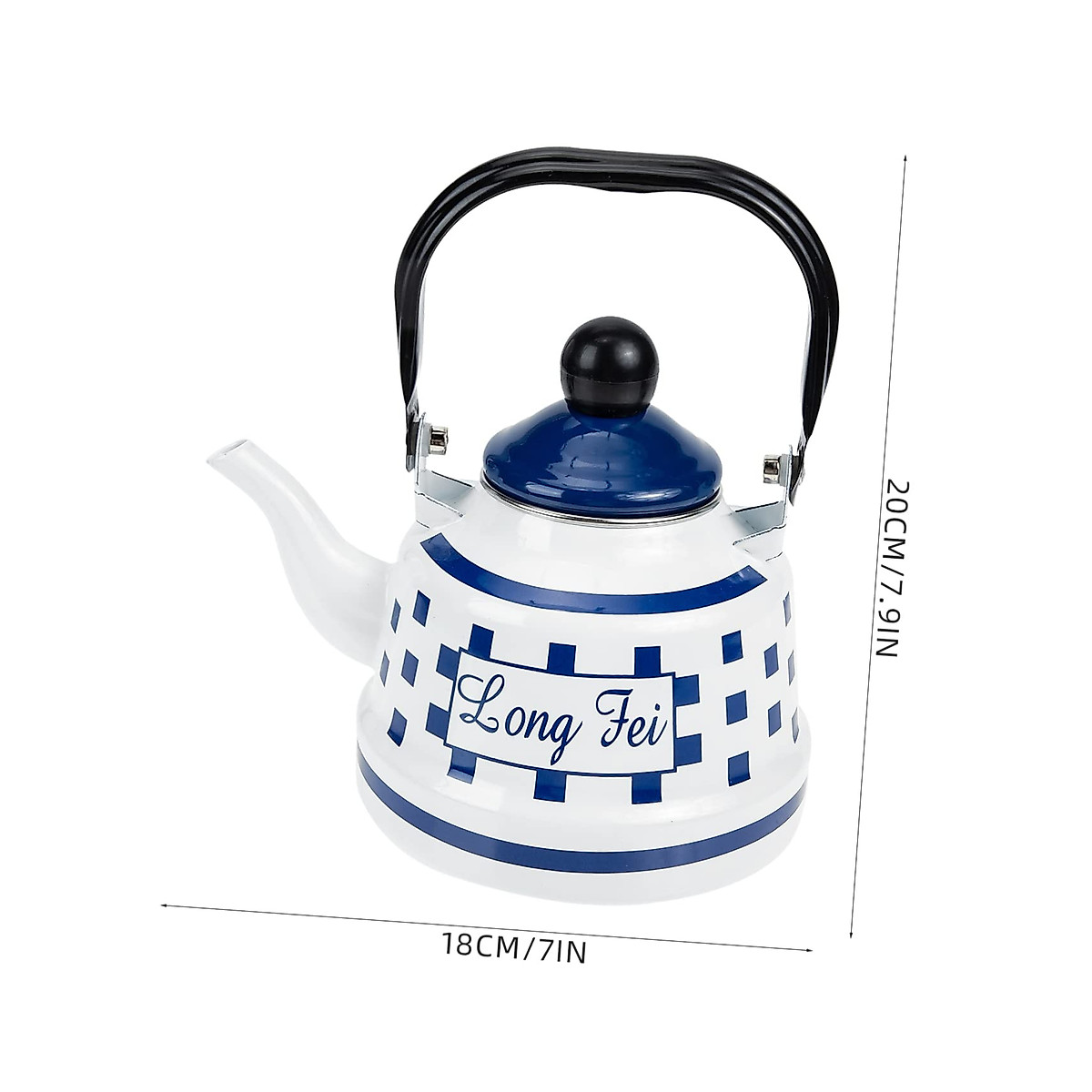 LABRIMP Enamel Steel Handle Pot Retro Espresso Machine Induction Stovetop Teakettle Teapot Whistling Tea Pots Camping Coffee Pot Flute Kettle Applique Household Enamelled Steel