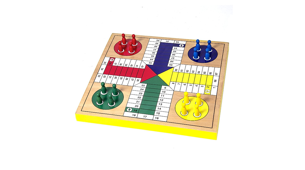 Fun AMEROUS 12" Wooden Ludo Board Game for Family