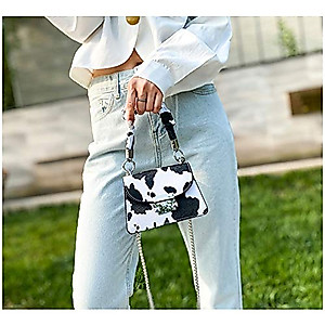 PURFANREE Women Cow Print Shoulder Bag Small Clutch Evening Purse Crossbody Handbag Satchel Bag Mini Purse