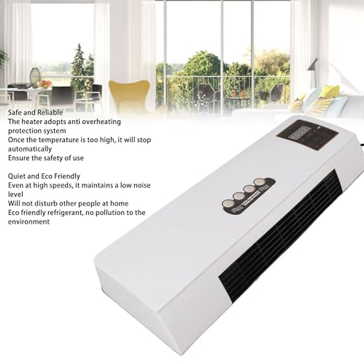Wall Mounted Air Conditioner - Cooling Heating Dual Use Highly Efficient Portable Air Conditioner and Heater with Remote Control for Dorm, Office, Bedroom, US 110V (With Print)