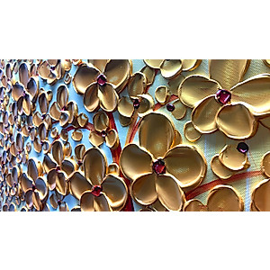 Yika Art, 3D Paintings Modern Abstract Oil Painting Hand Painted On Canvas Abstract Artwork Picture Wall Decoration for living room - Golden Lucky Tree Wall Art-24X48 Inch